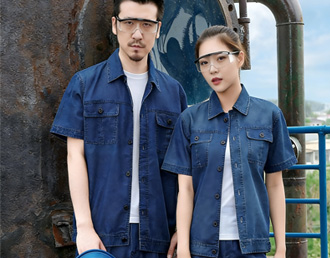 Denim Short-Sleeve Workwear | Durable Breathable for Industrial, Auto ...